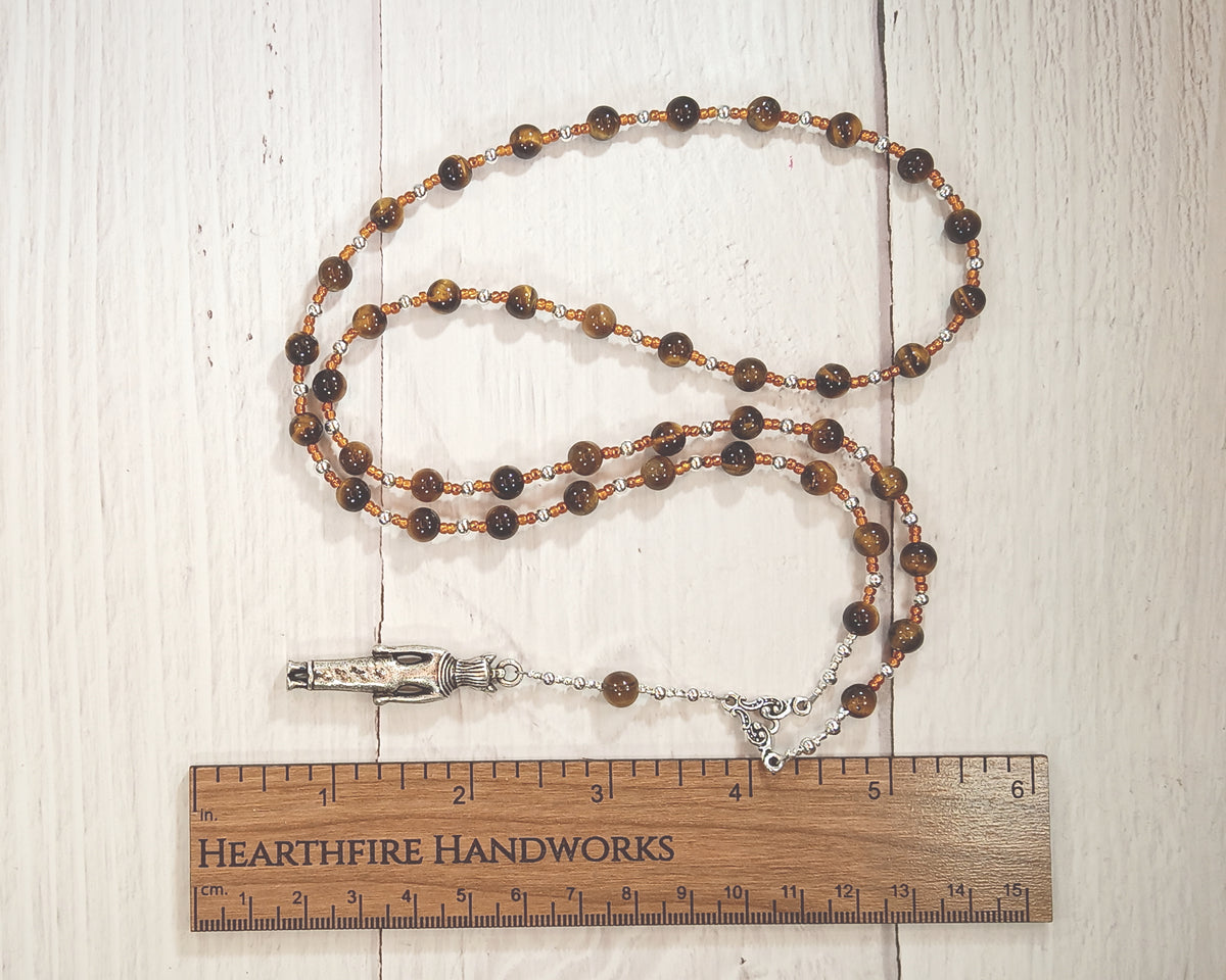 Bast (Bastet) Prayer Bead Necklace in Tiger Eye: Egyptian Goddess of L ...