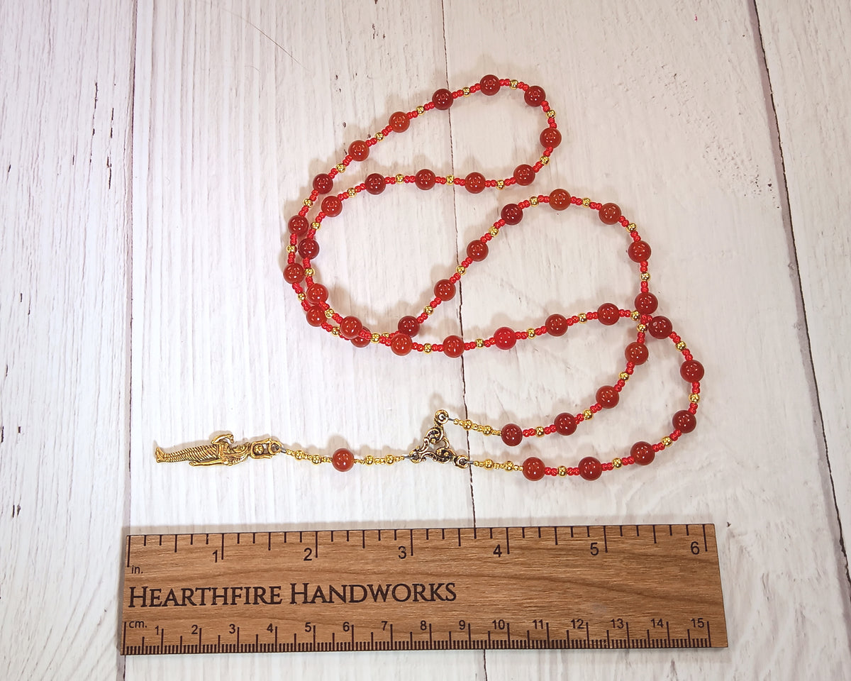 Hathor Prayer Bead Necklace in Red Carnelian: Egyptian Goddess of Love ...