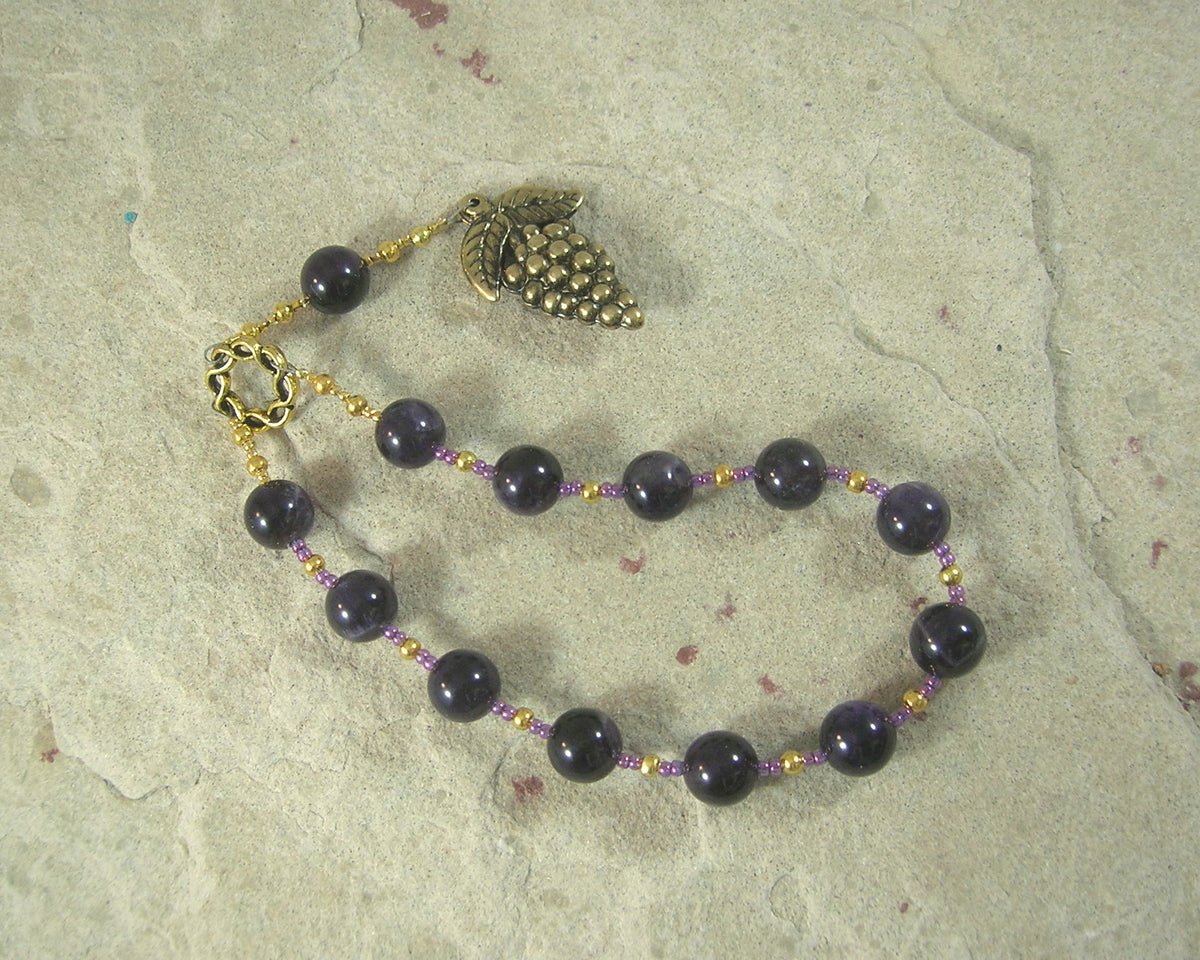 Dionysos (Dionysus, Bacchus) Pocket Prayer Beads in Amethyst: Greek Go ...